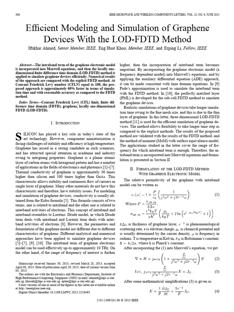 Efficient_Modeling_and_Simulation_of_Graphene_Devices_With_the_LOD-FDTD_Method | PDF | Graphene ...