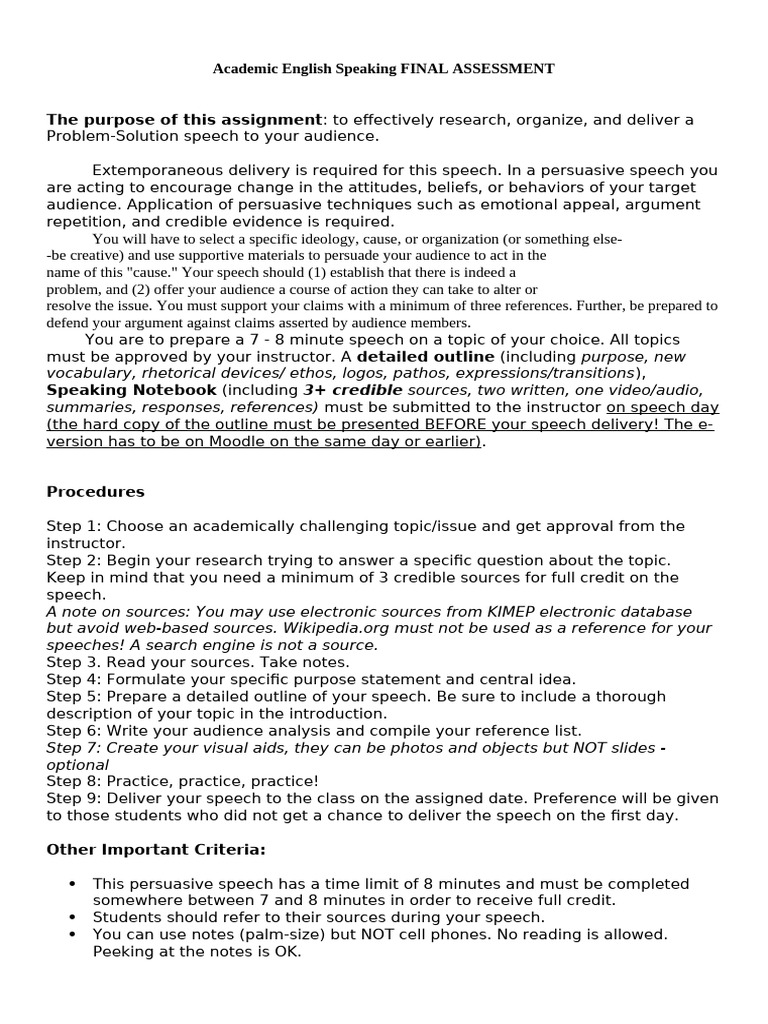 Academic Speech Guidelines | PDF | Rhetoric | Speech