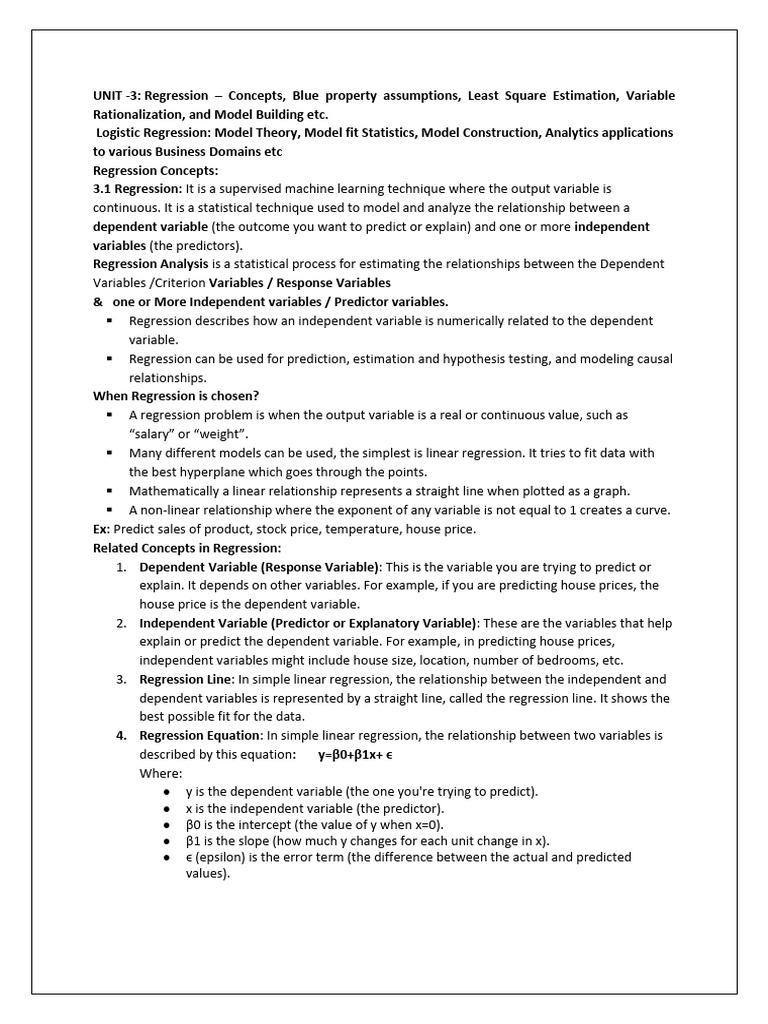 Unit-3 Data Analysis | PDF | Ordinary Least Squares | Regression Analysis