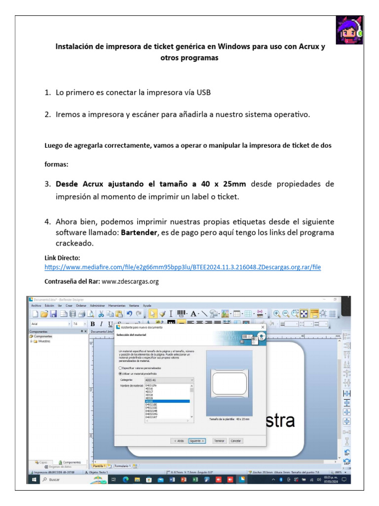 Instalación de impresora de ticket genérica en Windows para uso con ...