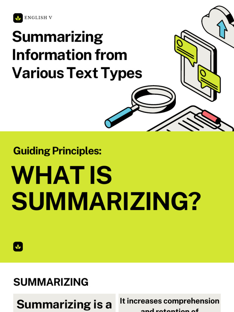 Summarizing Information from Various Text Types | PDF | Cognition | Cognitive Science