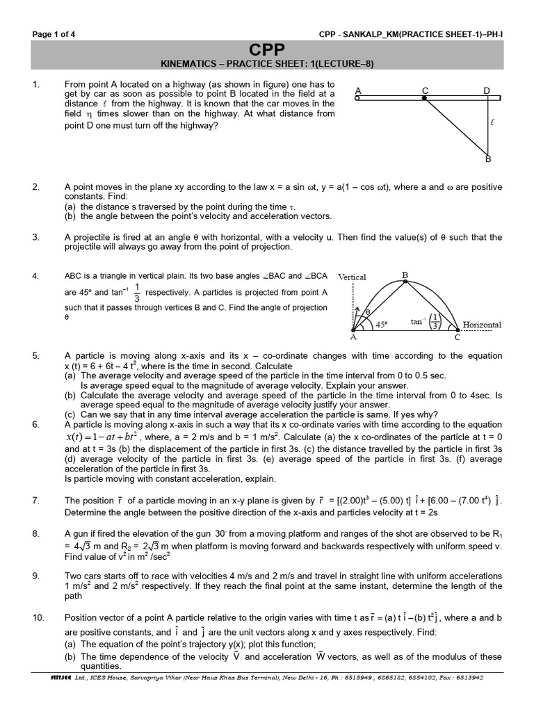 7-Kinematics - Practice-1 | PDF | Acceleration | Velocity