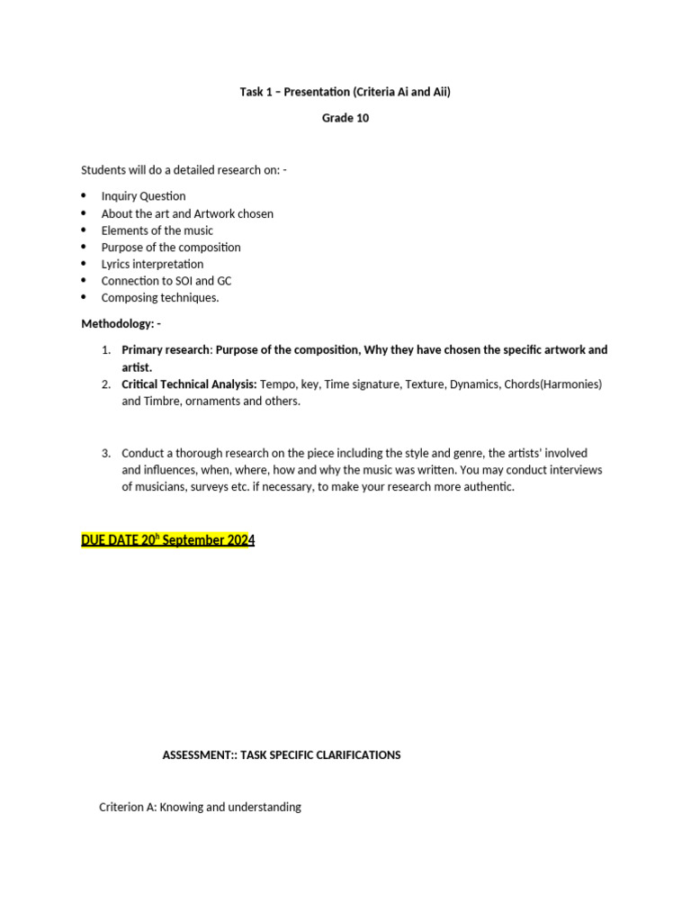 Grade 10 - Task 1 - Semester 1 - 2024 | PDF | Understanding | Cognition