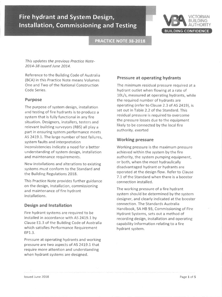 Practice Note 38 Hydrant Testing | PDF