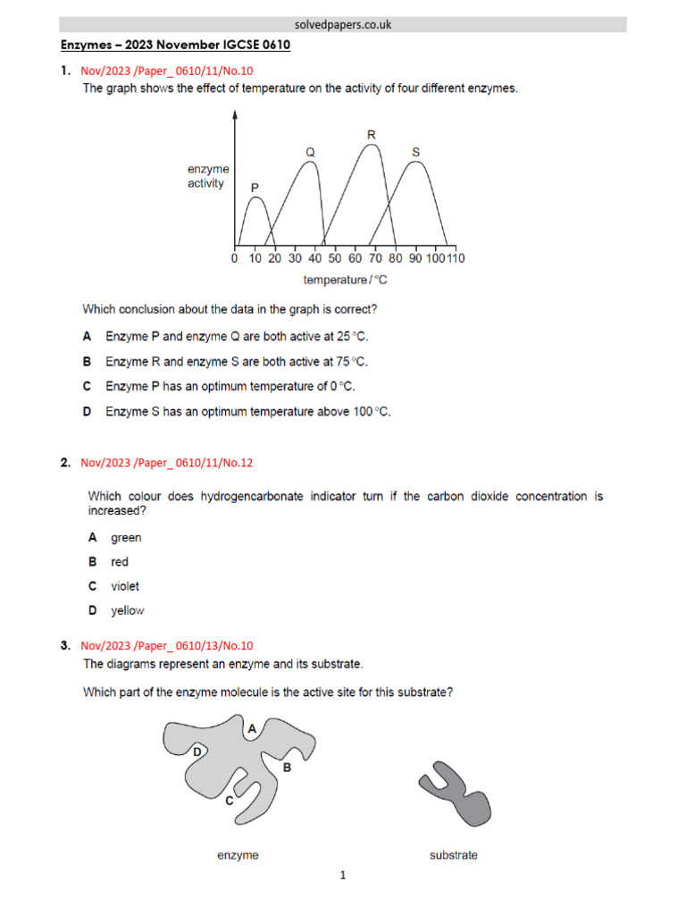 2023-Enzymes-IGCSE-0610-stru | PDF