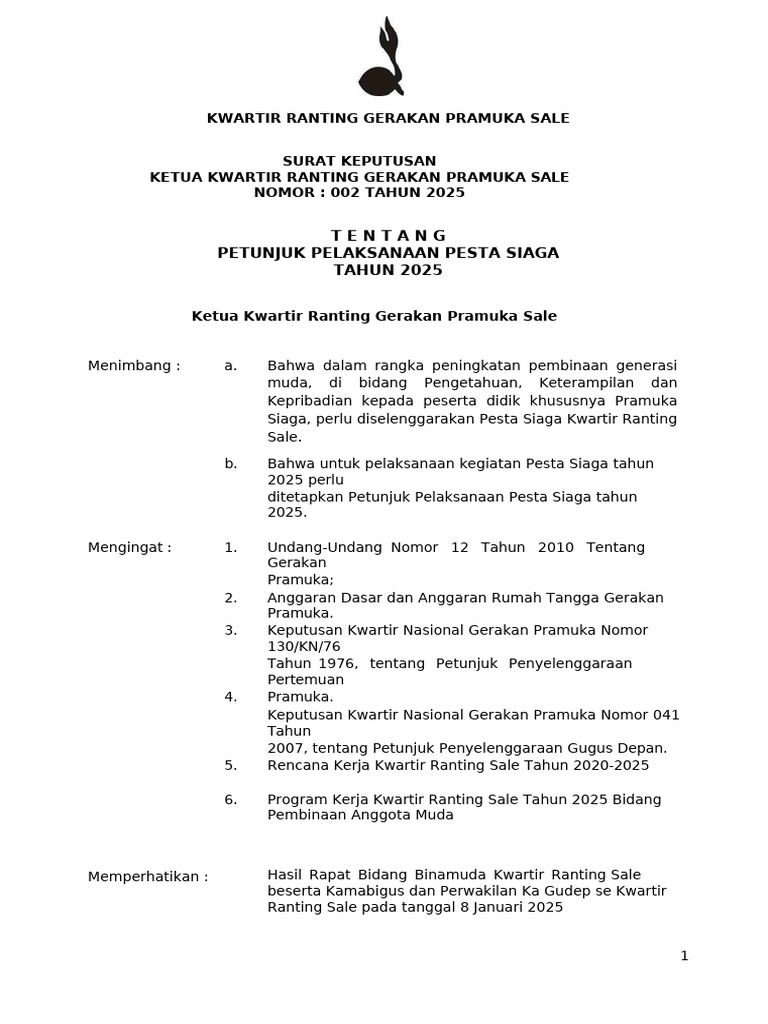 Pedoman Pelaksnaan Pesta Siaga Tahun 2025 | PDF