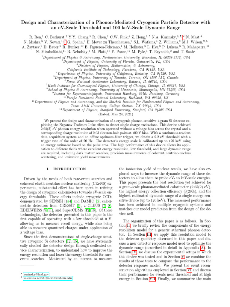 Design and Characterization of a Phonon-Mediated Cryogenic Particle Detector with an eV-Scale ...