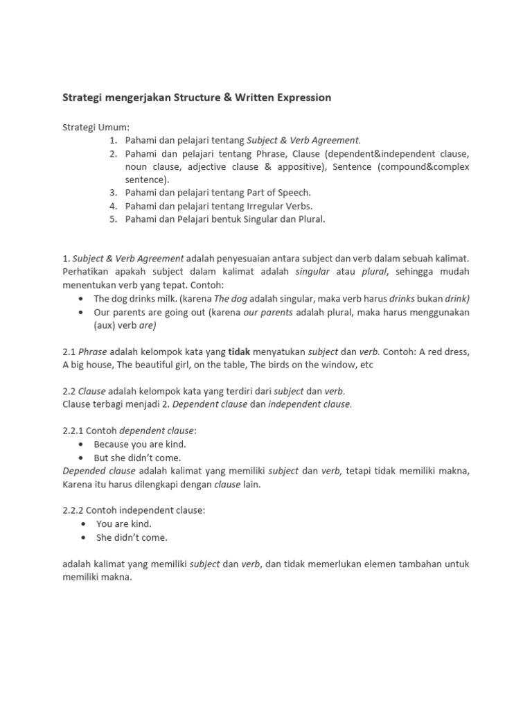 Structure and Written Expression Strategy | PDF