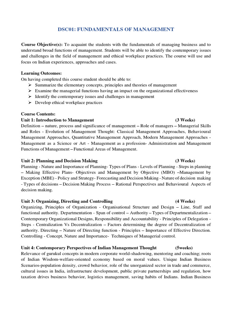 Fundamentals of Management Course | PDF | Decision Making | Business
