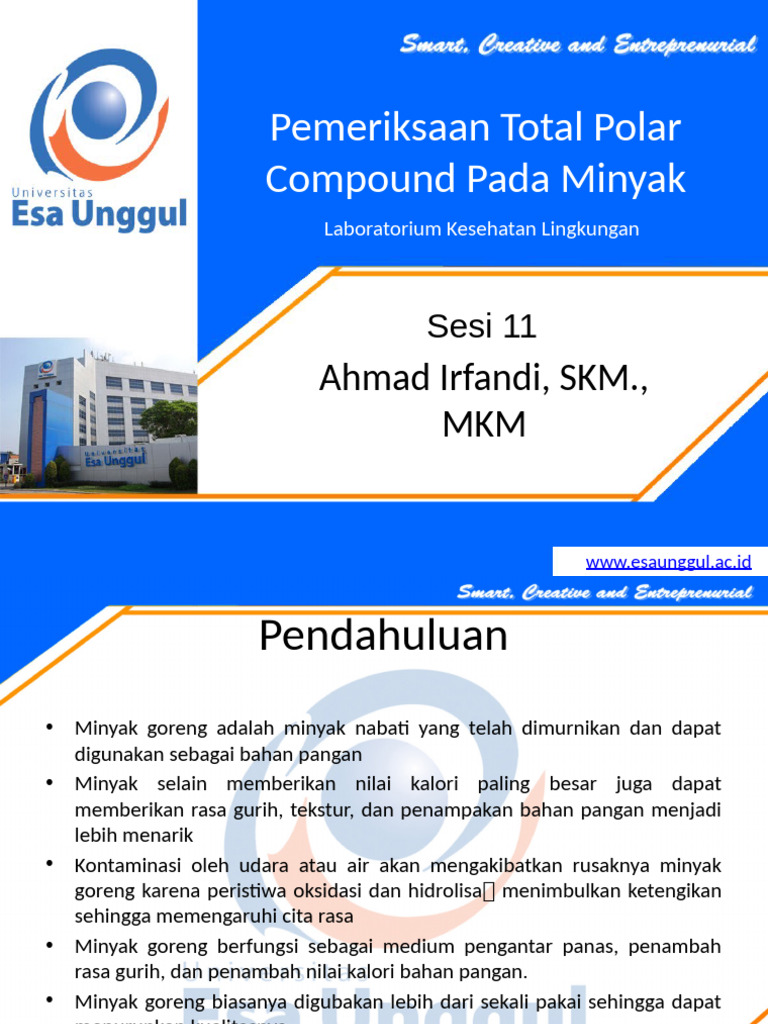 Pertemuan 11, Pengukuran Total Polar Compound Pada Minyak Goreng | PDF