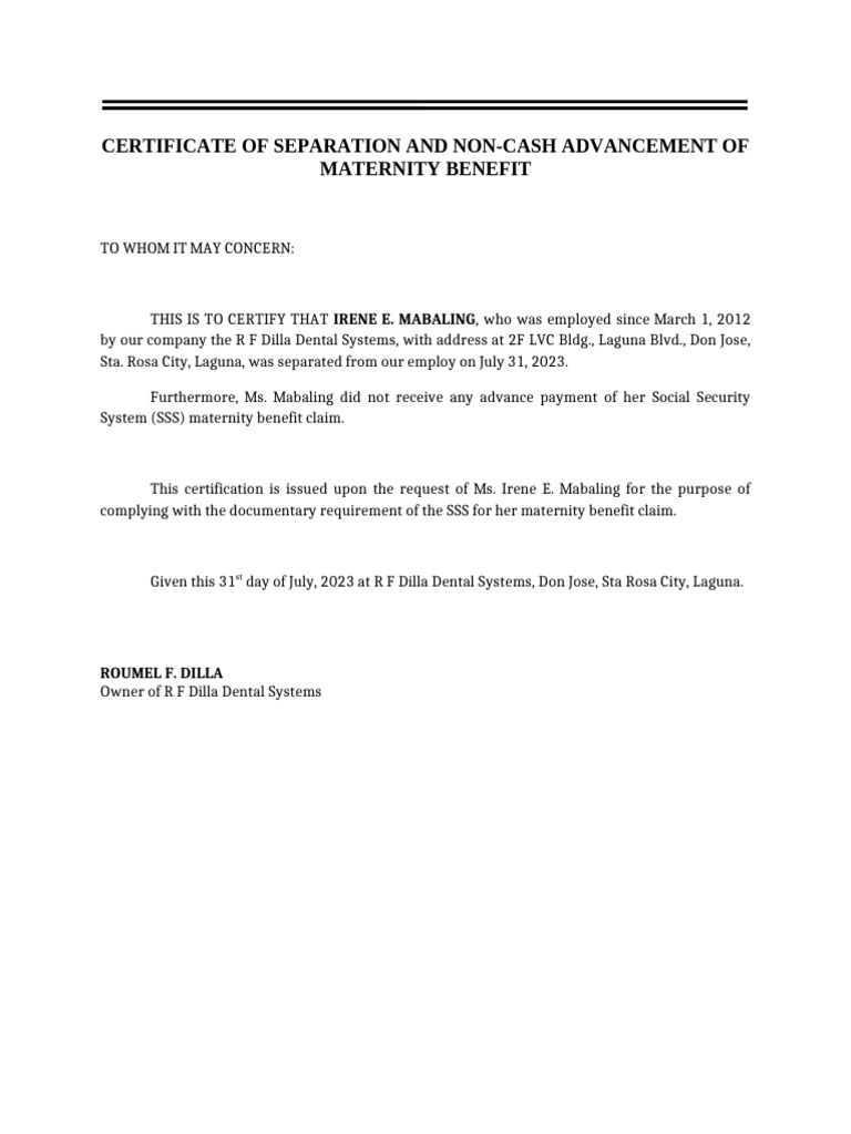 Certificate of Separation | PDF