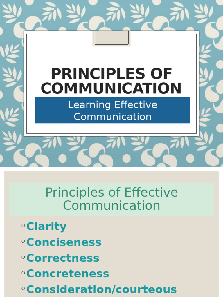 Principles of Communicatuion | PDF | Communication | Verb