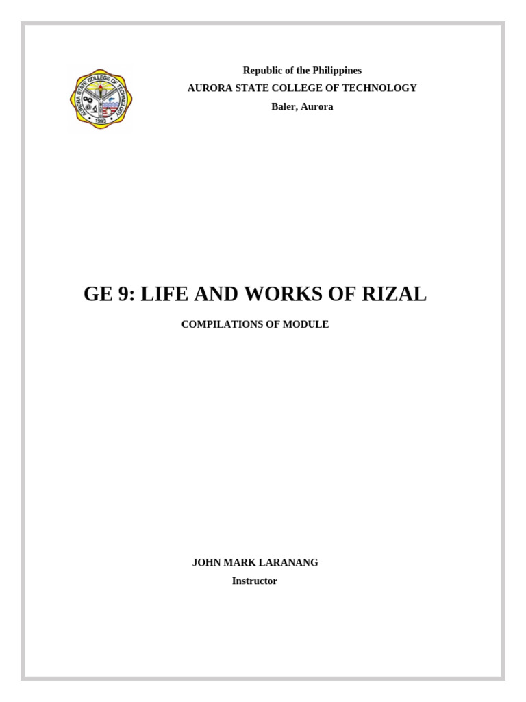 RIZAL-compilation-of-Module | PDF | Cost Of Living