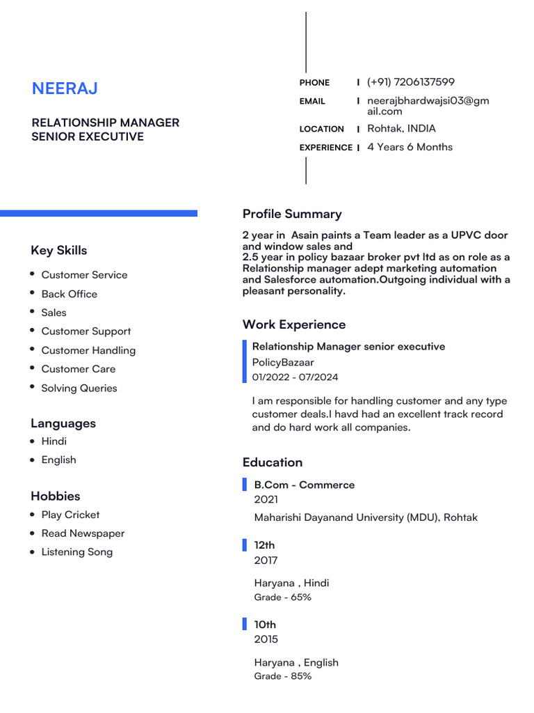 Relationship Manager Profile | PDF