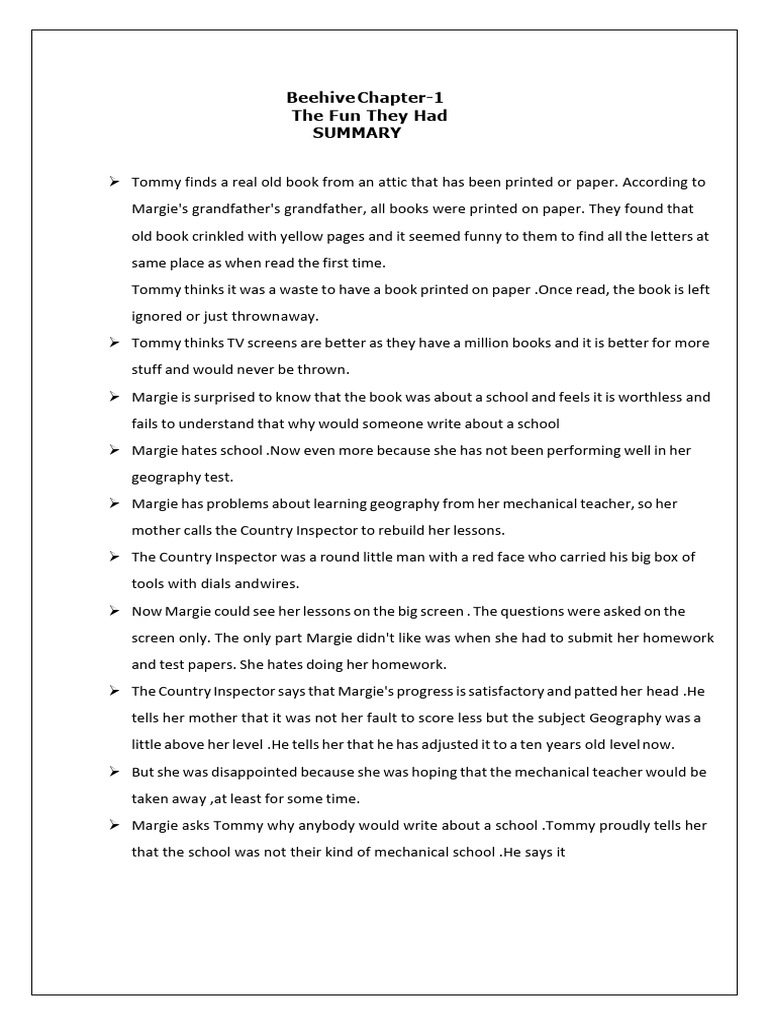 Summary of "The Fun They Had" | PDF