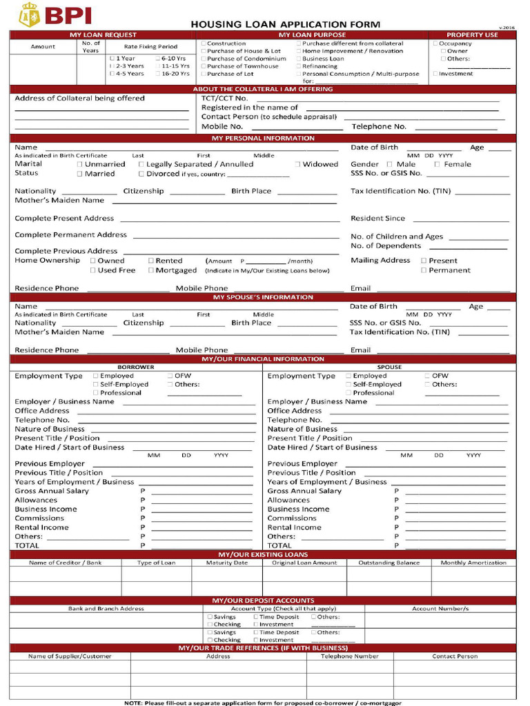 BPI HL Application Form | PDF