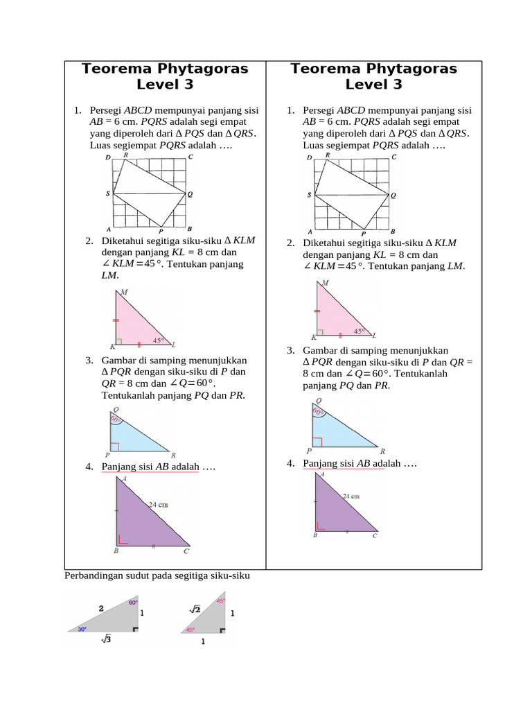 Teorema Phytagoras Level 3 | PDF