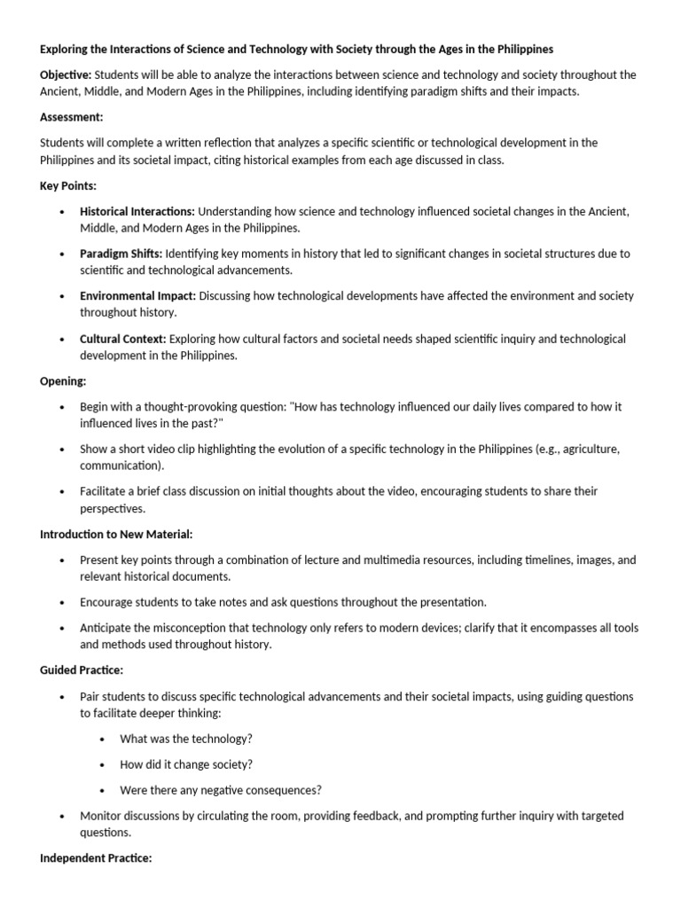Week 2 STS Lesson Plans and Presentation | PDF | Science | Society