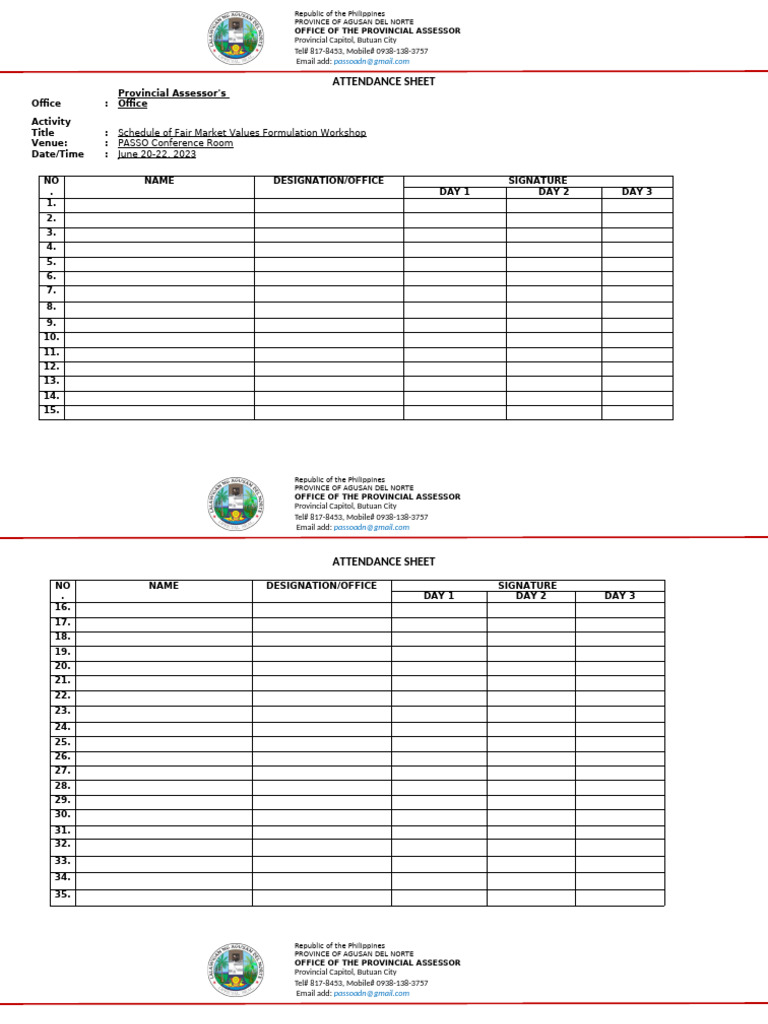Fair Market Values Workshop Attendance | PDF