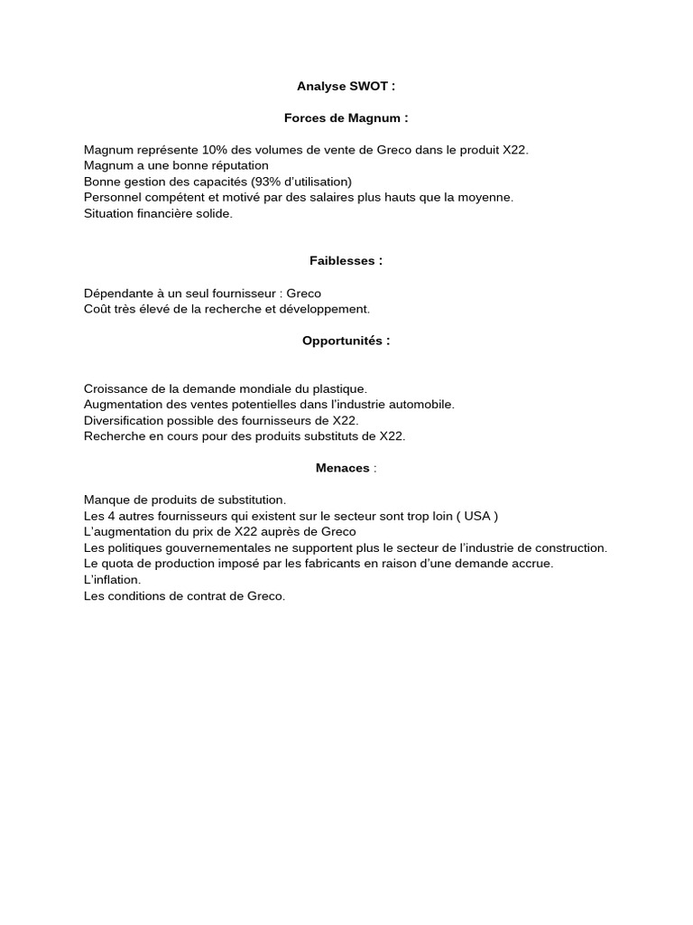 Analyse SWOT de Magnum | PDF