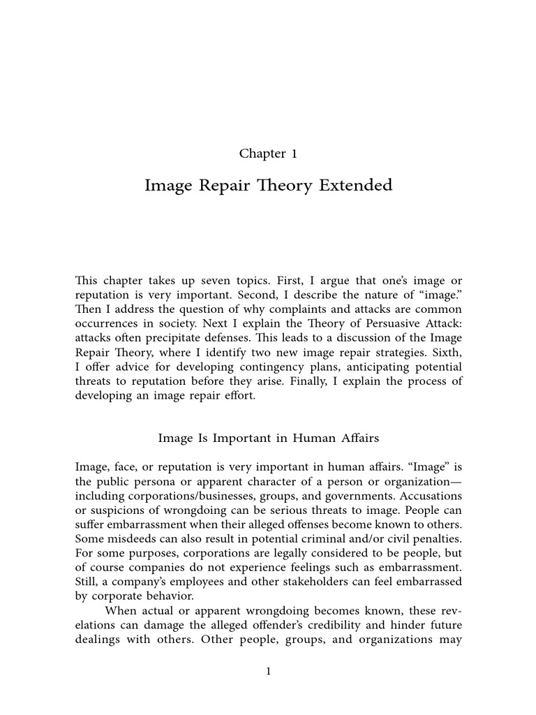 Image Repair Theory Explained | PDF | Reputation | Attitude (Psychology)