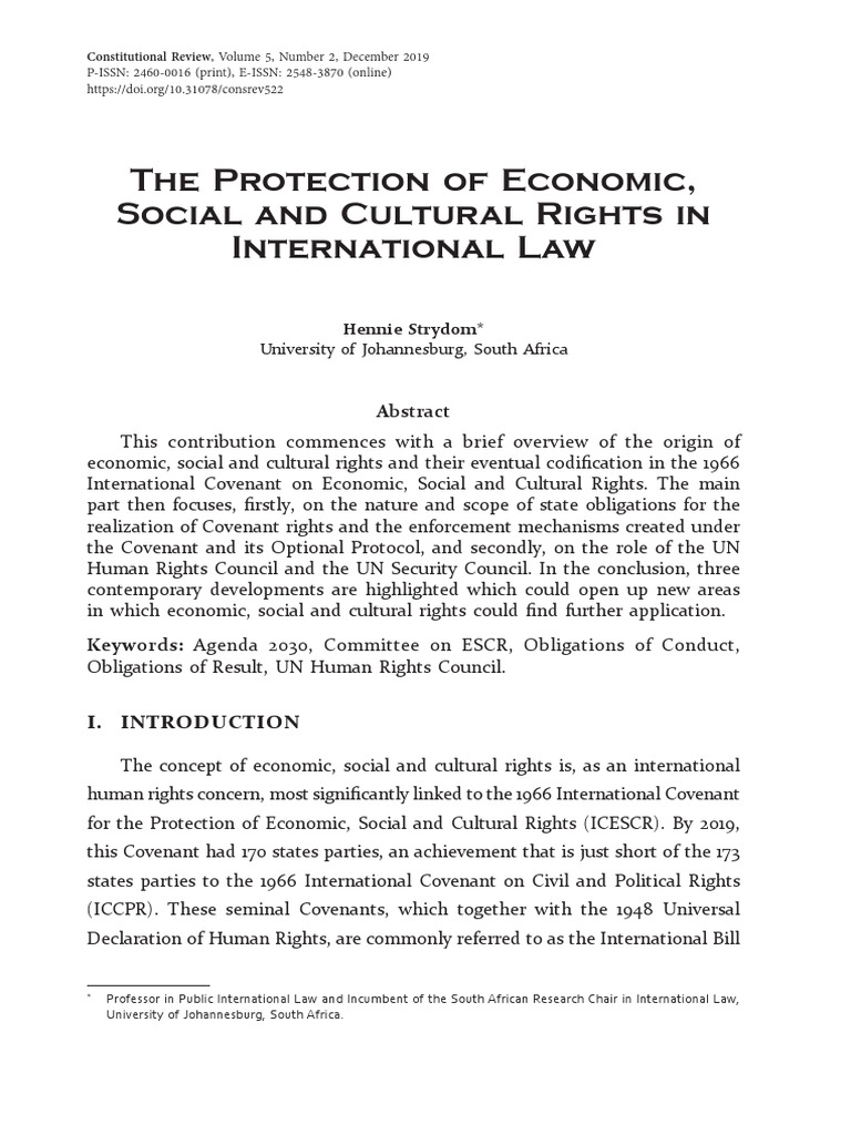 Economic, Social, and Cultural Rights Overview | PDF | Treaty | Human ...