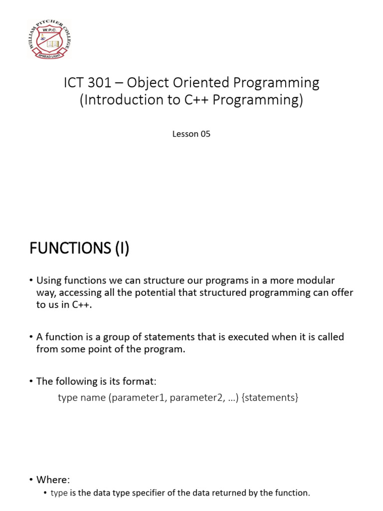 Lesson 5 - Function 1 | PDF | Parameter (Computer Programming) | Control Flow
