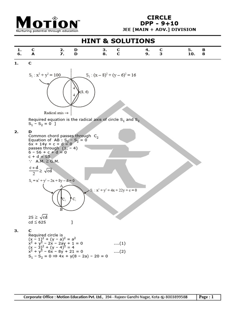 DPP-9+10_Circle_Sol_@Motion_Lectures | PDF | Euclid | Geometric Shapes