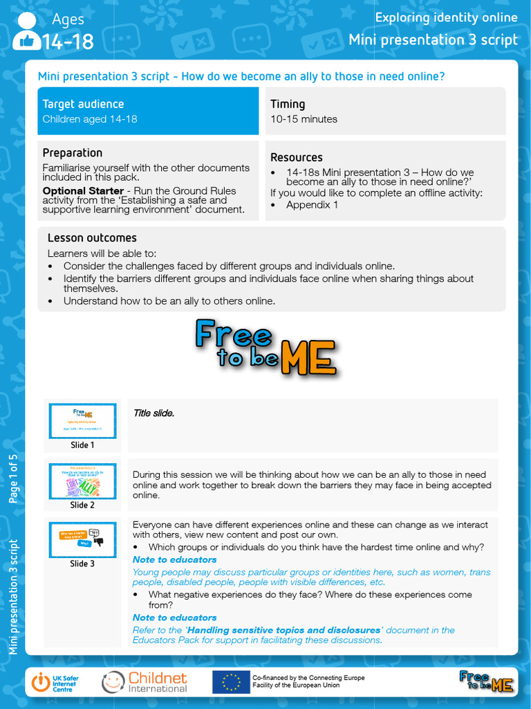 Ages 14-18 - Mini presentation 3 script | PDF | Discrimination | Human Communication