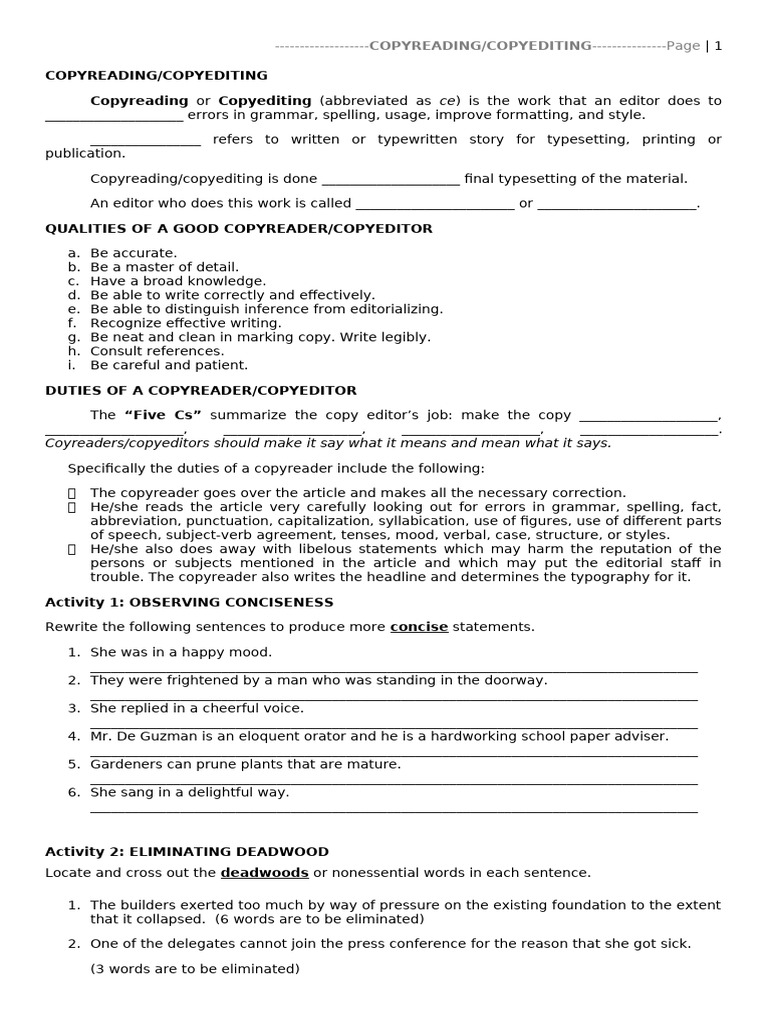 Copyreading and Copyediting Guide | PDF | Copy Editing | Text