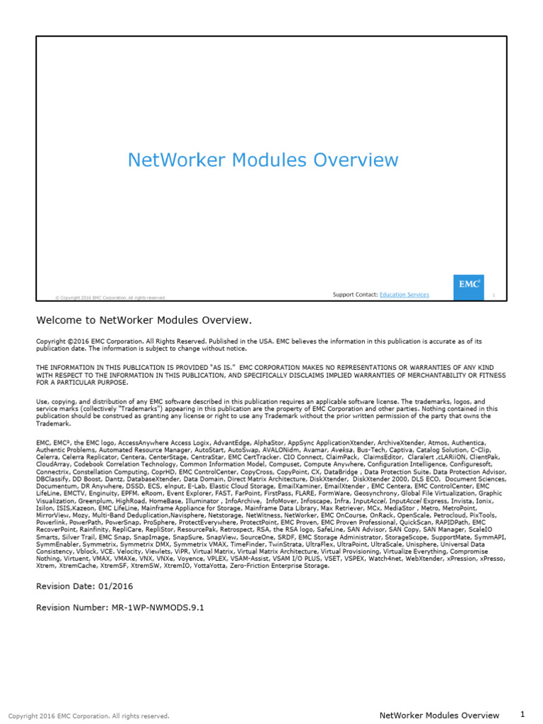 NetWorker Modules Overview - SRG | PDF | Backup | Hyper V