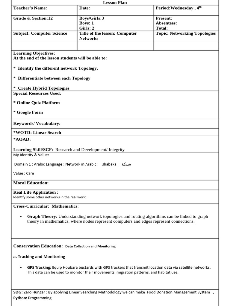 Computer Science Lesson plan4 | PDF