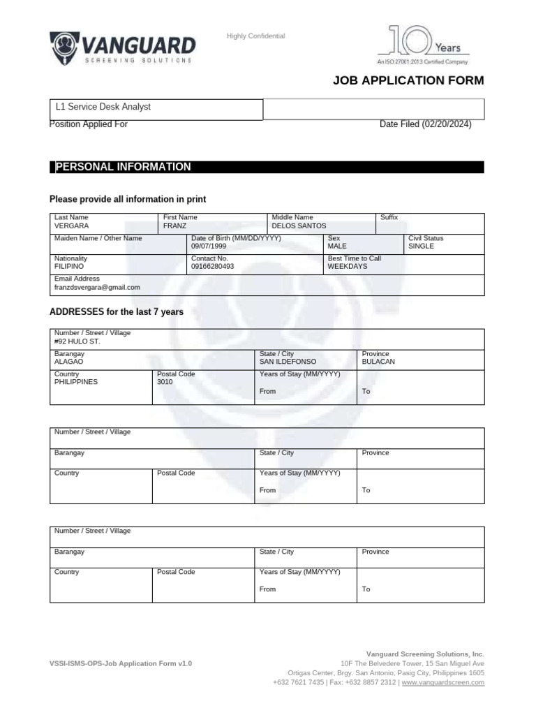 BGV APPLICATION FORM - WORD FORMAT | PDF | Computing BGV APPLICATION FORM - WORD FORMAT | PDF | Computing