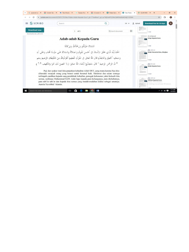 Adab Menghormati Guru dalam Islam | PDF
