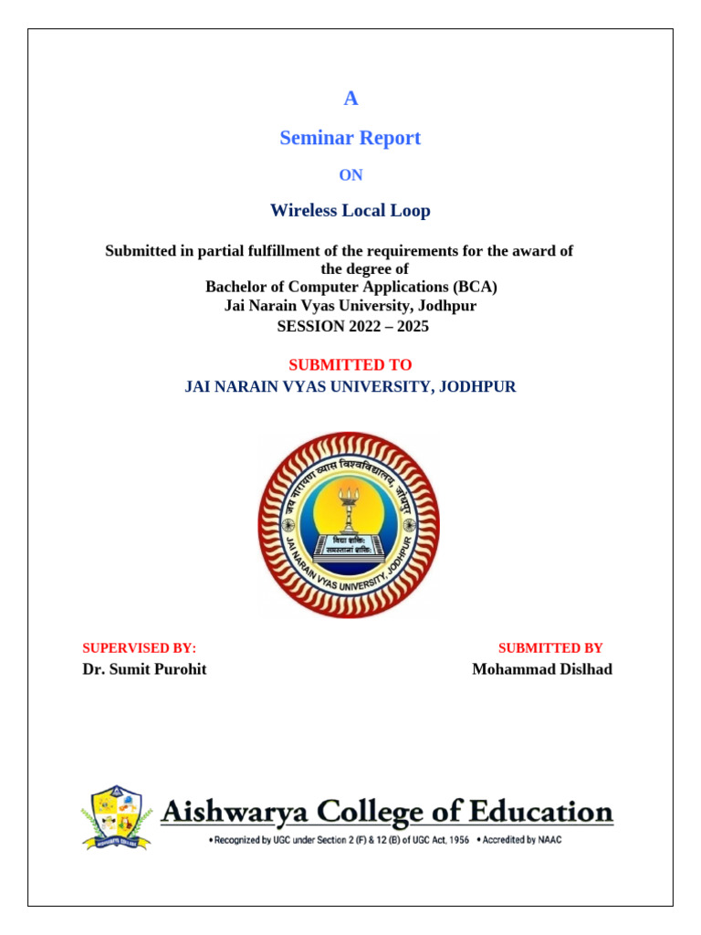 Wireless Local Loop Seminar Report | PDF | Computer Network | Quality ...