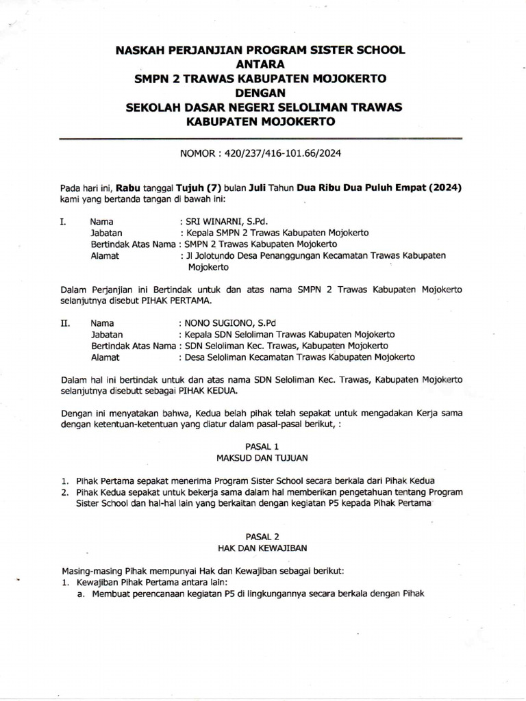 MOU SDN SELOLIMAN | PDF