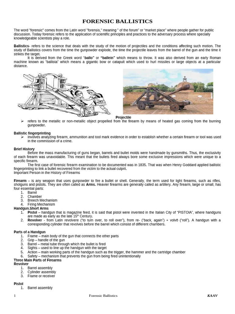 FORENSIC Ballistics Notes | PDF | Firearms | Gun Barrel