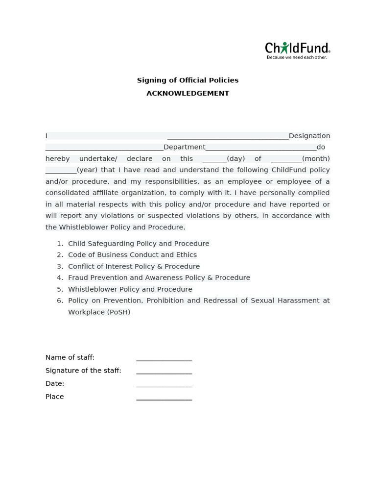 Policy Undertaking | PDF