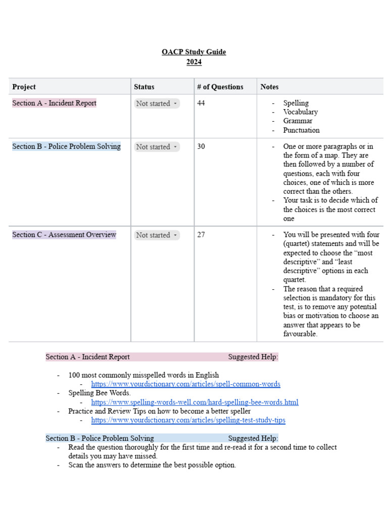OACP Study Guide | PDF | Spelling | Psychological Concepts