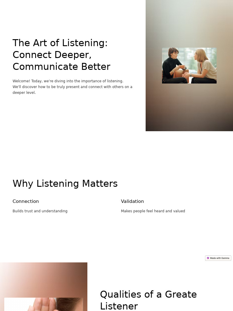 The Art of Listening Connect Deeper Communicate Better | PDF