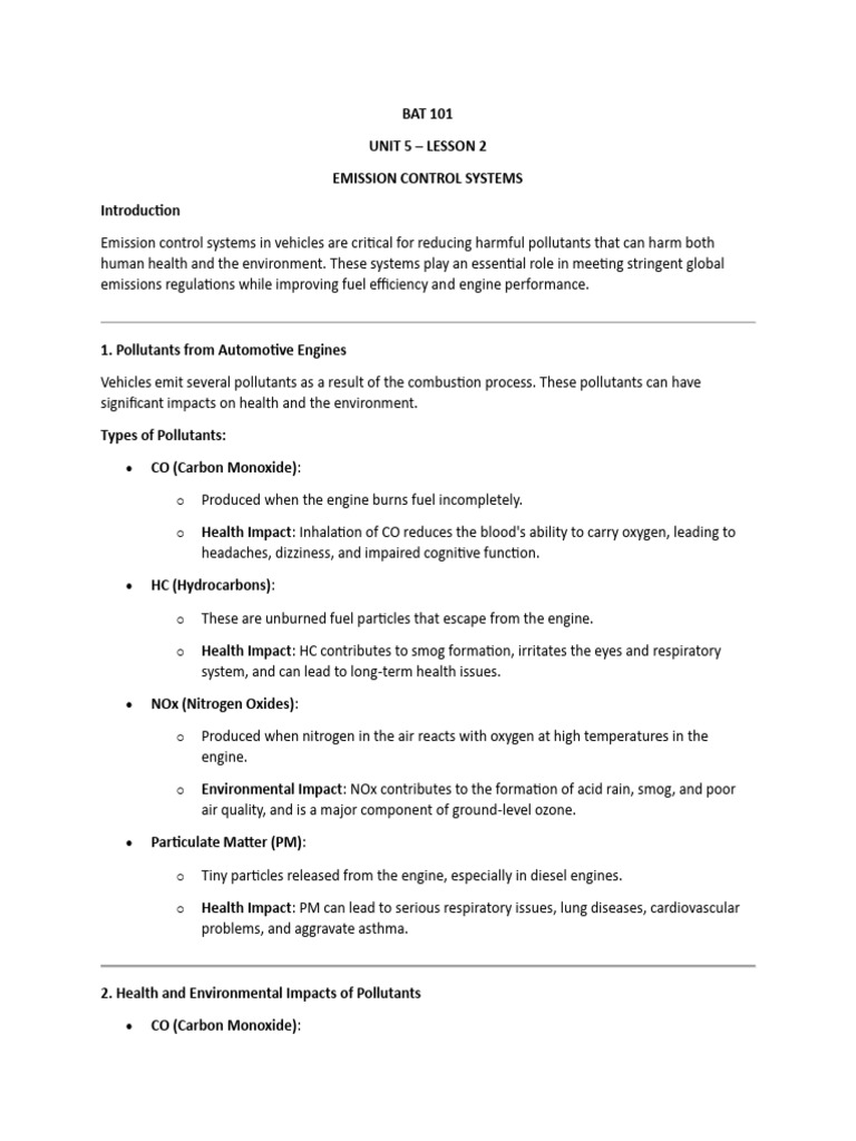 UNIT 5 LESSON 2 | PDF | Air Pollution | Exhaust Gas