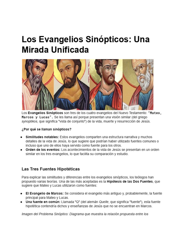 Evangelios Sinópticos | PDF | Evangelios | Jesús