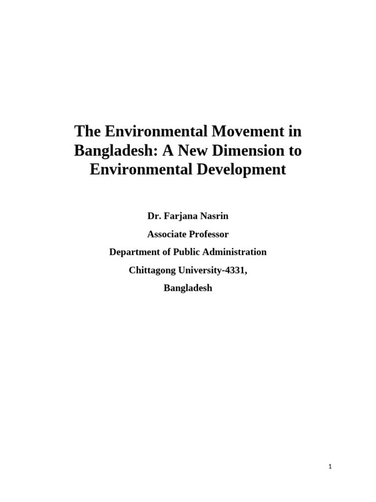 Environmental Movement in Bangladesh | PDF | Agriculture | Sustainable ...
