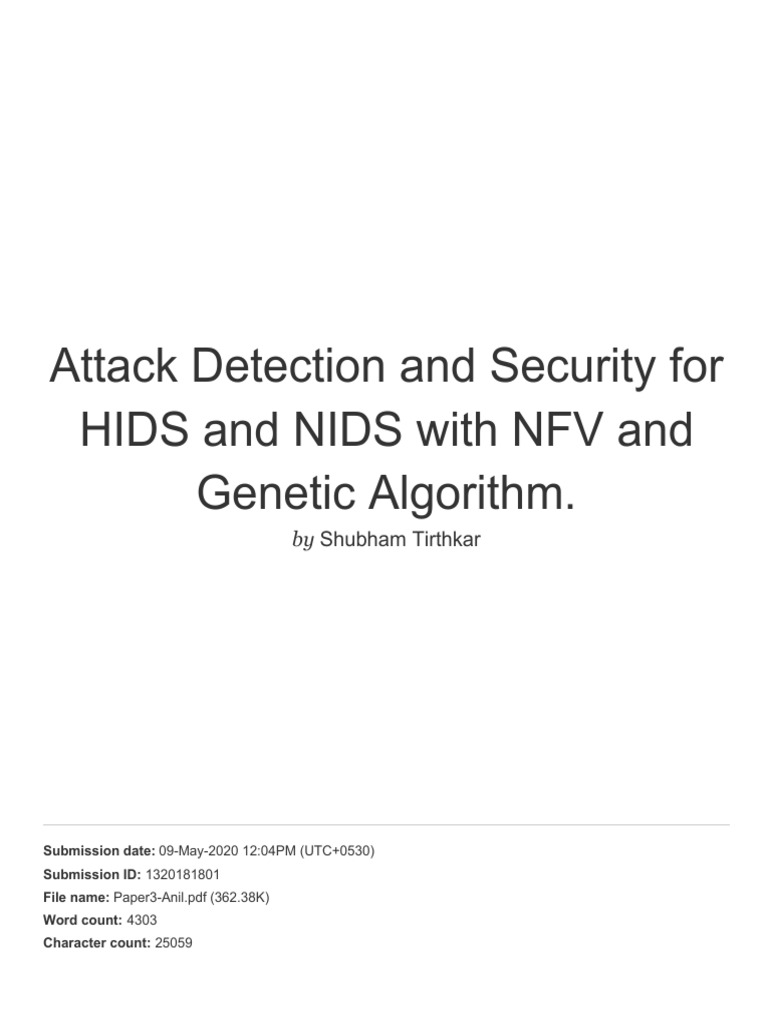 Attack Detection and Security For HIDS and NIDS With NFV and Genetic ...