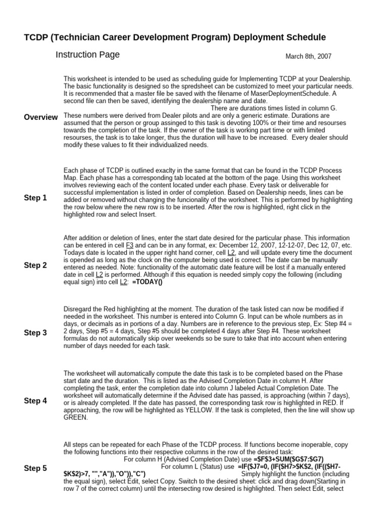 TCDP Deployment Schedule Guide | PDF | Computing
