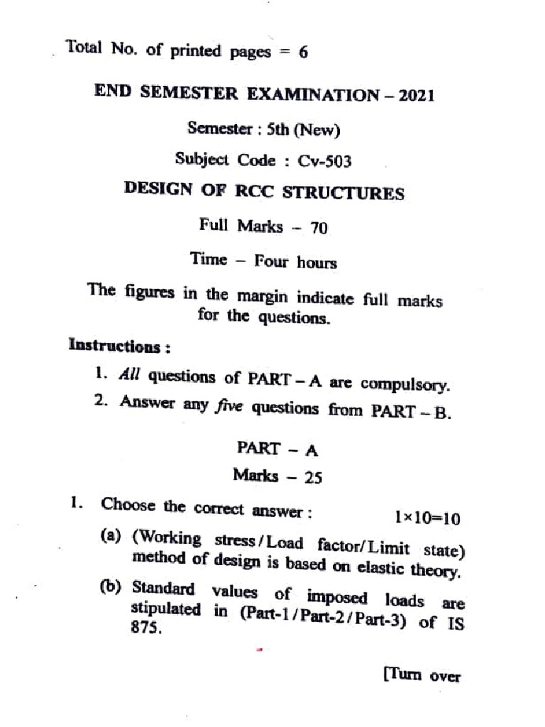 RCC Structures Exam Guide | PDF | Bending | Mechanics