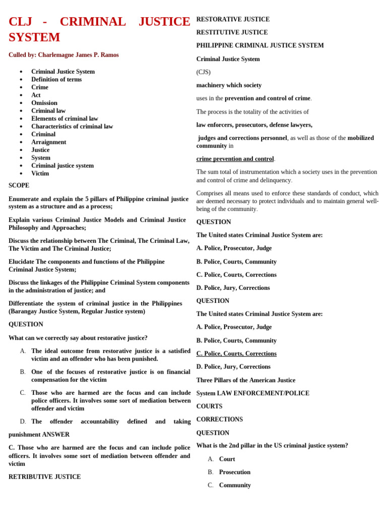 CLJ - Criminal Justice System | PDF | Prosecutor | Crime & Violence