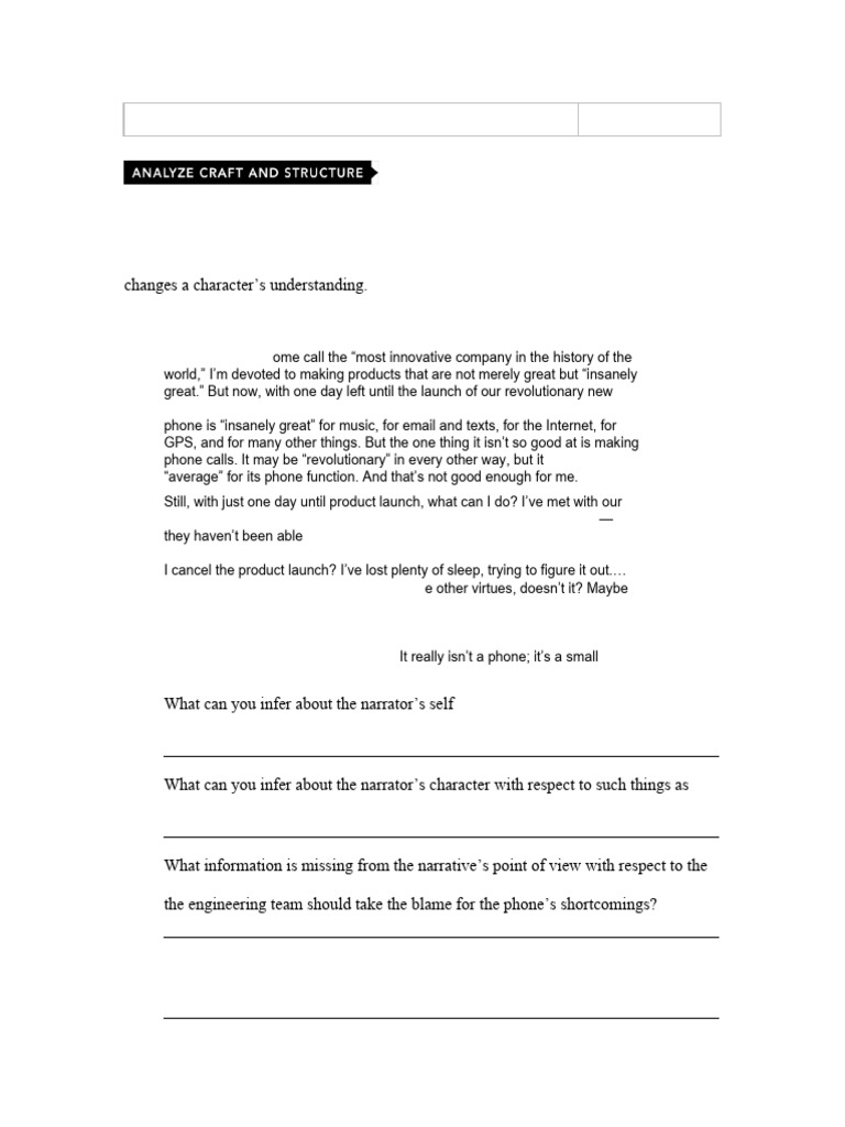 Analyze Craft and Structure Narrative Structure (RP) PDF | PDF