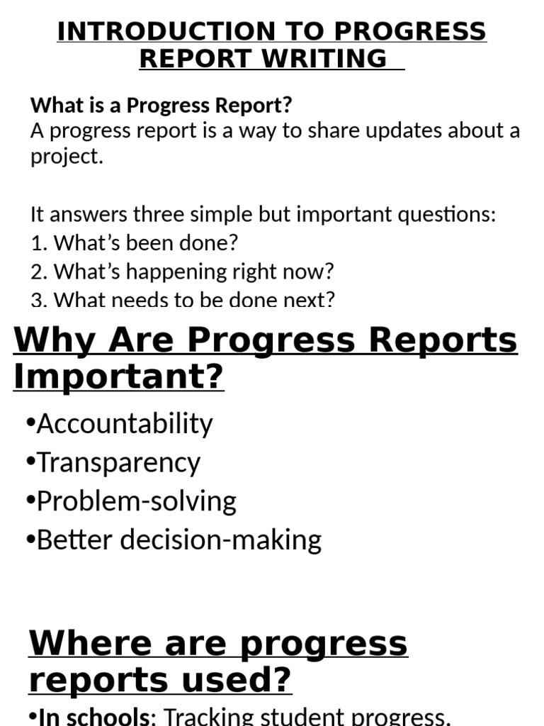 Introduction To Progress Report Writing | PDF