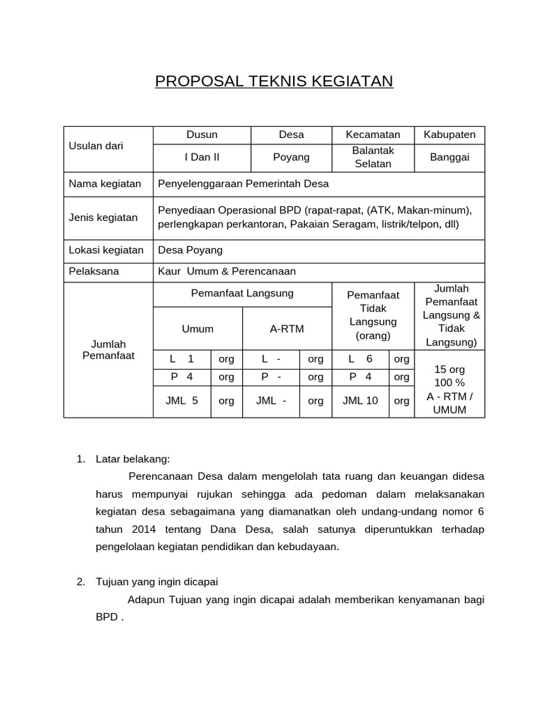 05. Penyediaan Operasional BPD | PDF